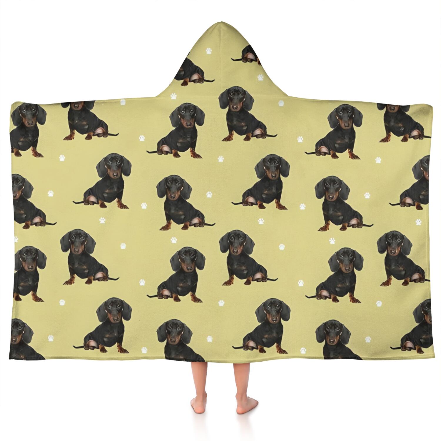 Dachshund Footprint Hooded Bath Towel，50"x30" for Ages 3 To 12 Kids ...