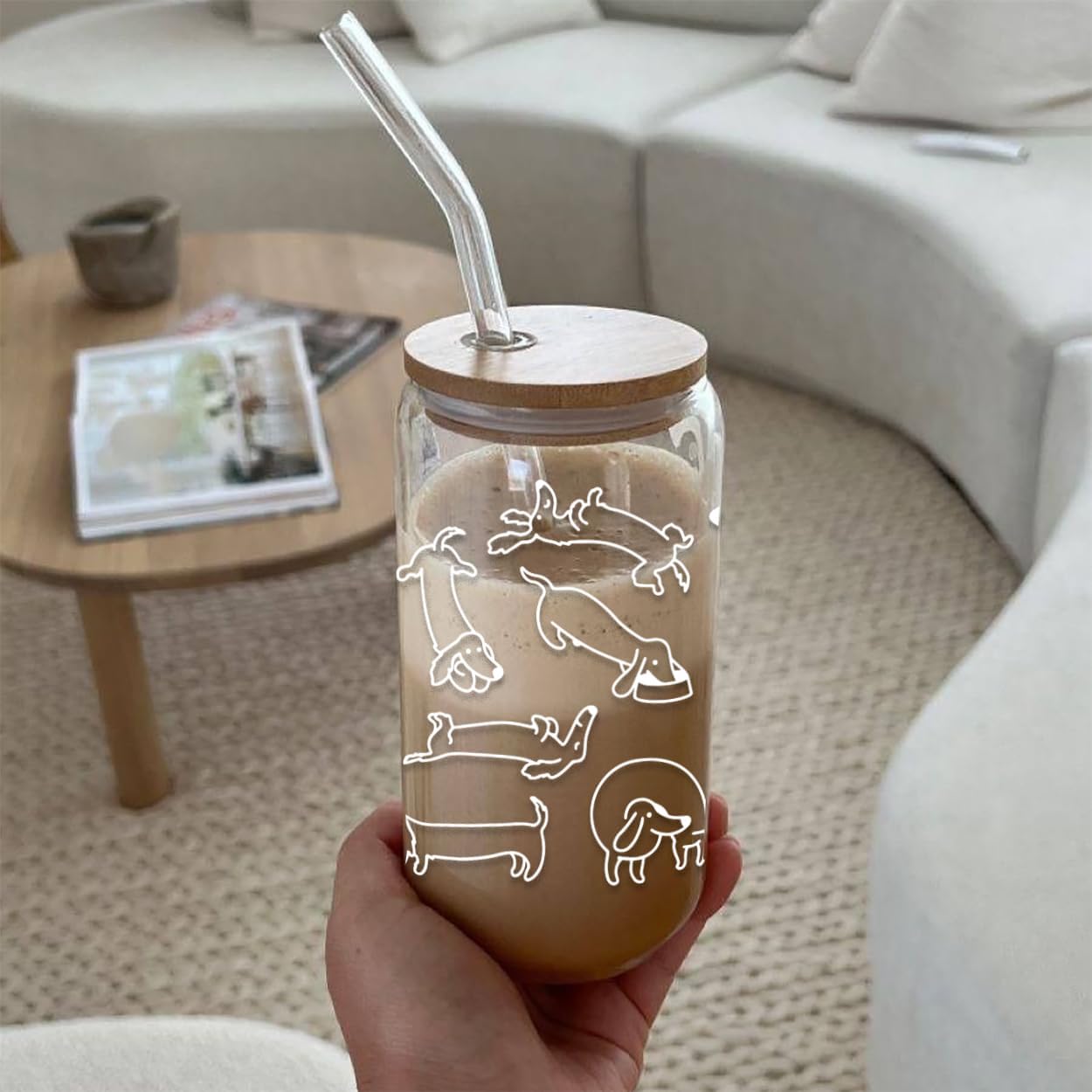 Dachshund Gifts for Women Men - Funny Dachshund Glass Cups with Lids ...