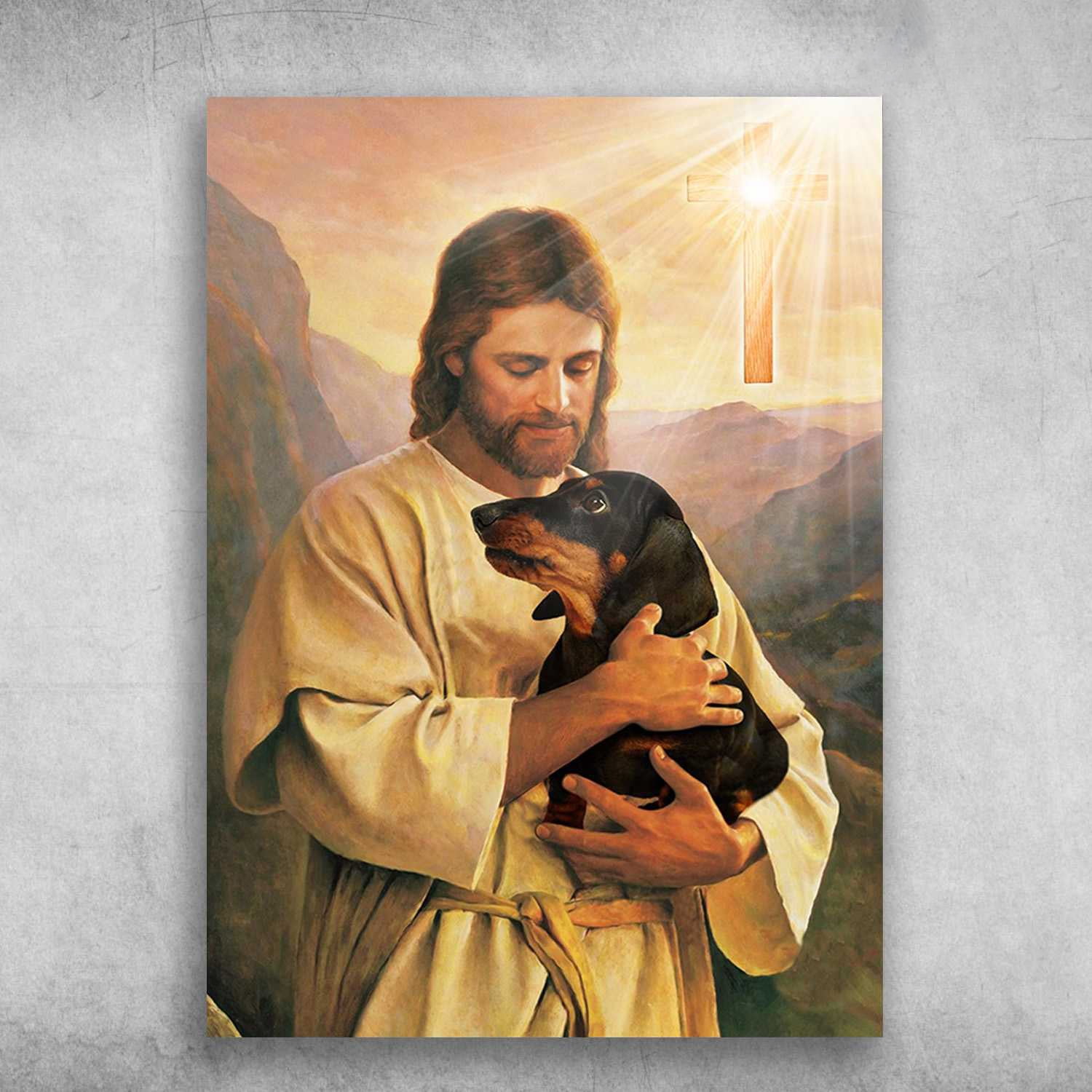 Dachshund God, Jesus Dog Lover, Jesus Portaint 24 x 36 Inch Poster ...