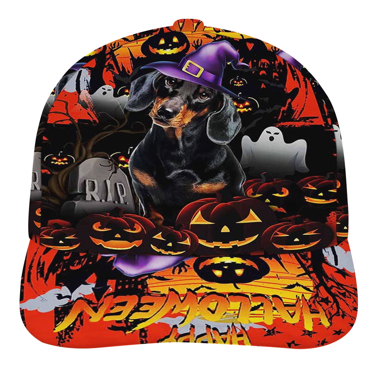 Dachshund Happy Halloween baseball cap hat - Walmart.com