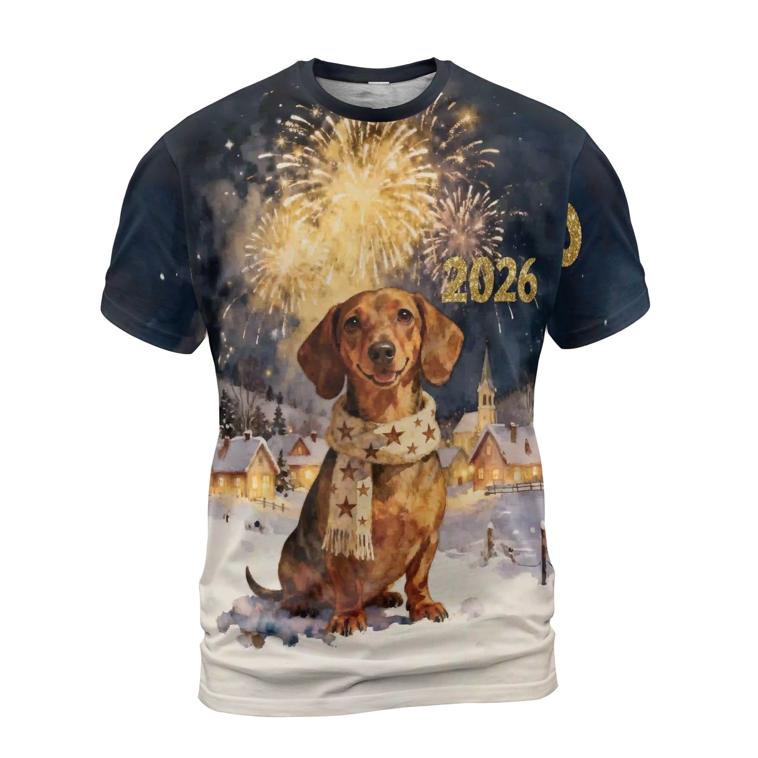 Dachshund Happy New Year 2026 with Fireworks on New Year's Eve All Over ...