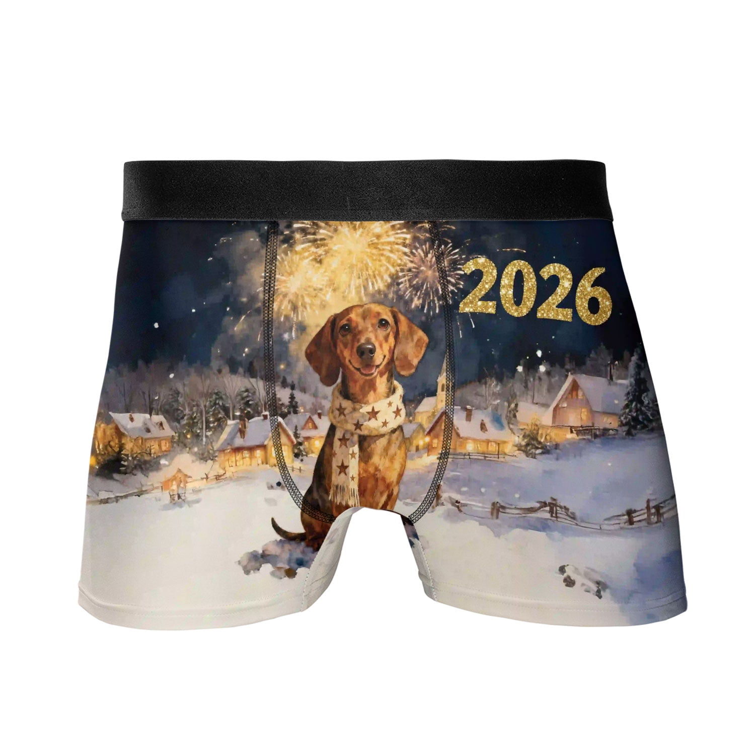 Dachshund Happy New Year 2026 with Fireworks on New Year's Eve All Over ...