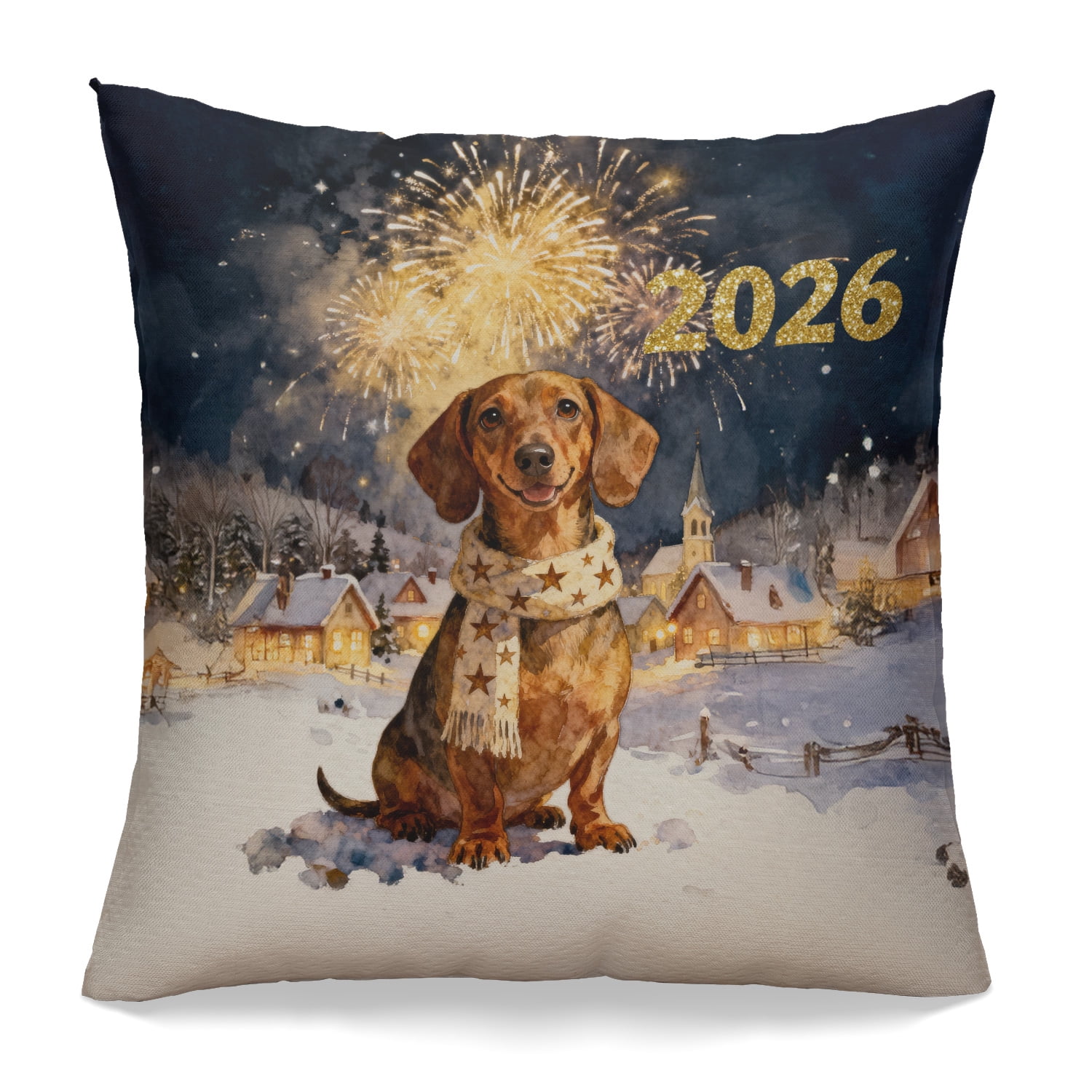 Dachshund Happy New Year 2026 with Fireworks on New Year's Eve ...