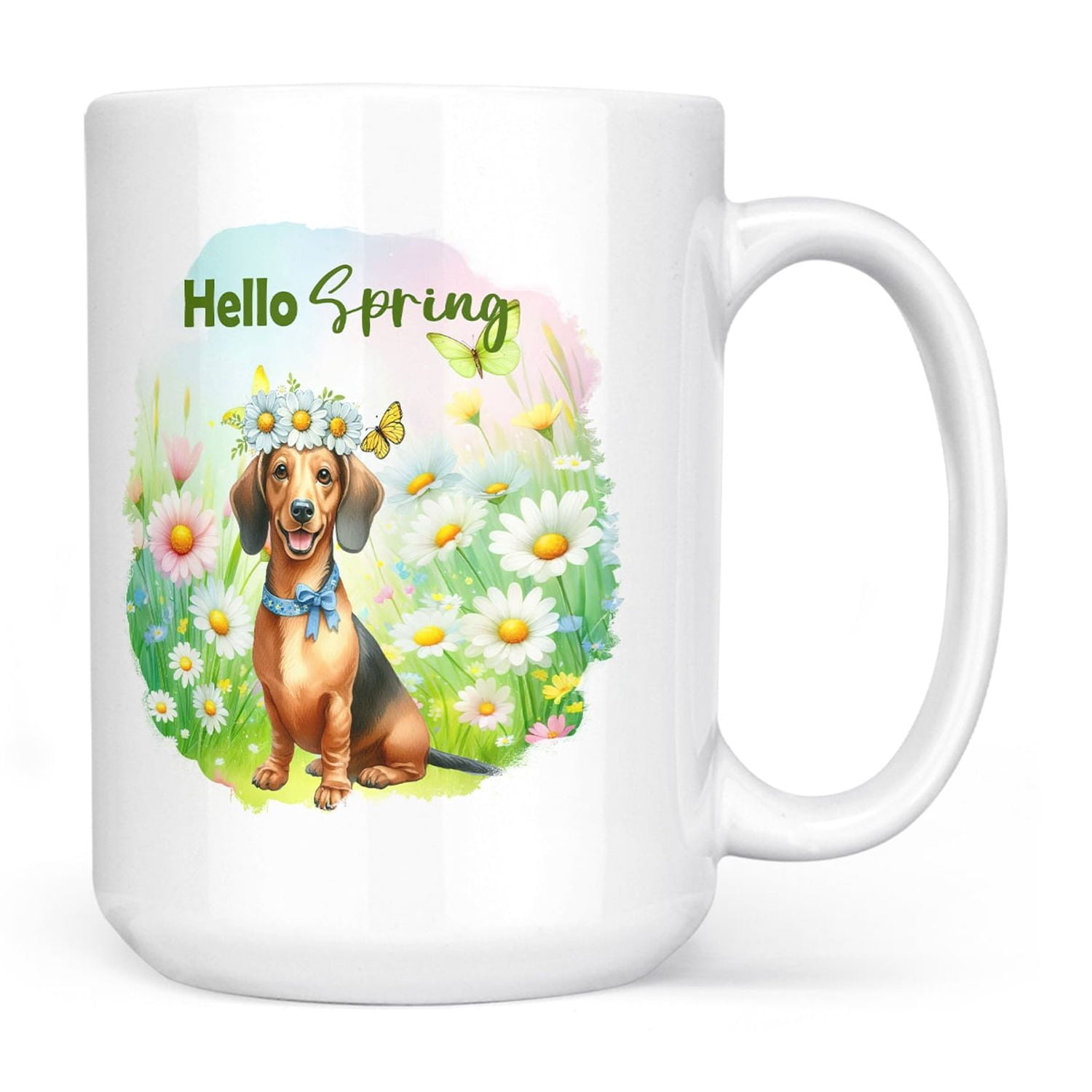 Dachshund Hello Spring Time Flower Floral Nature Mug Wiener Dog Lover ...