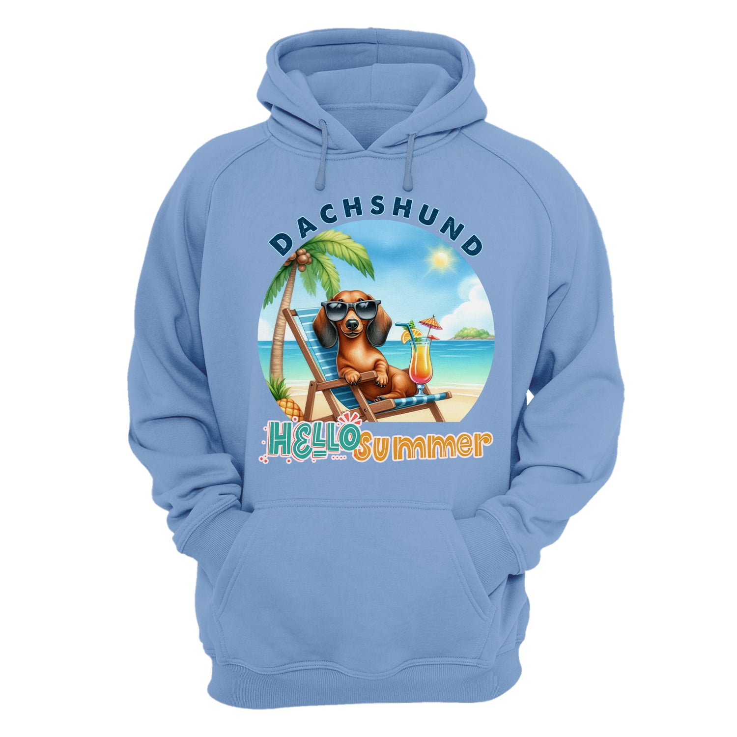 Dachshund Hello Summer Beach Theme with Sunglasses and Tropical ...