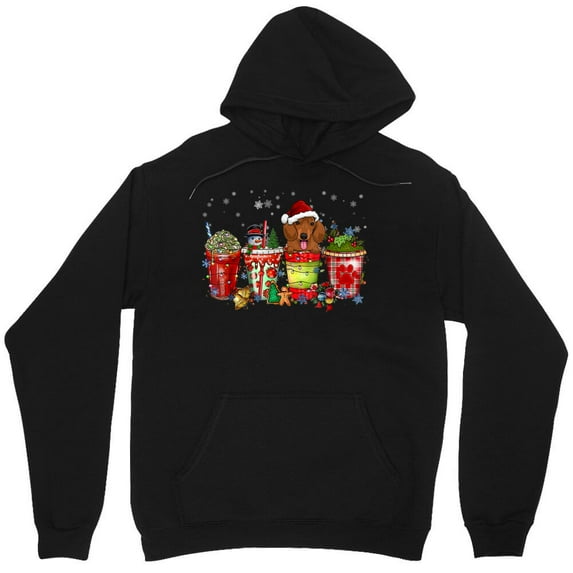 Dachshund Iced Latte Snowmen Sweets Snow Christmas Coffee Graphic Holiday M3054 Unisex Hoodie ...