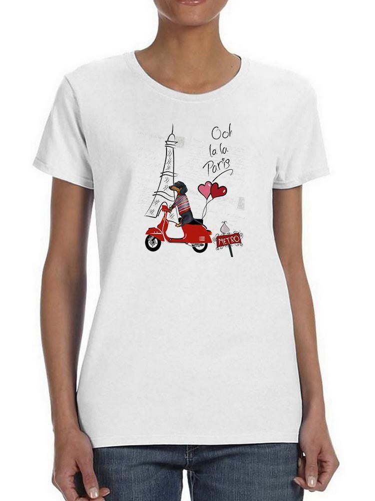 Dachshund In Paris. T-Shirt Women -Fab Funky Designs, Female Large ...