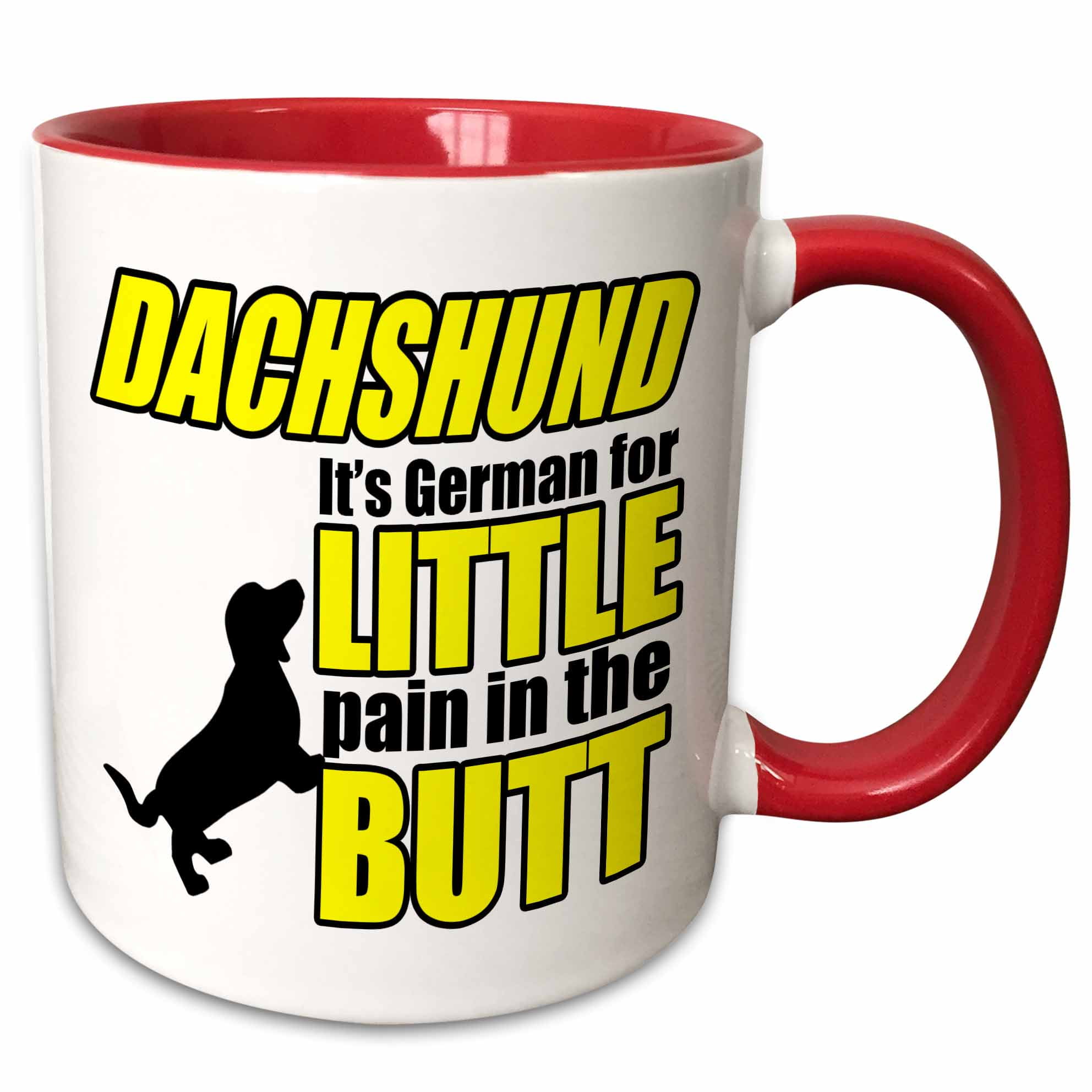 3drose, Dachshund Its German Yellow, 11oz Two-tone Red Mug - Walmart.com