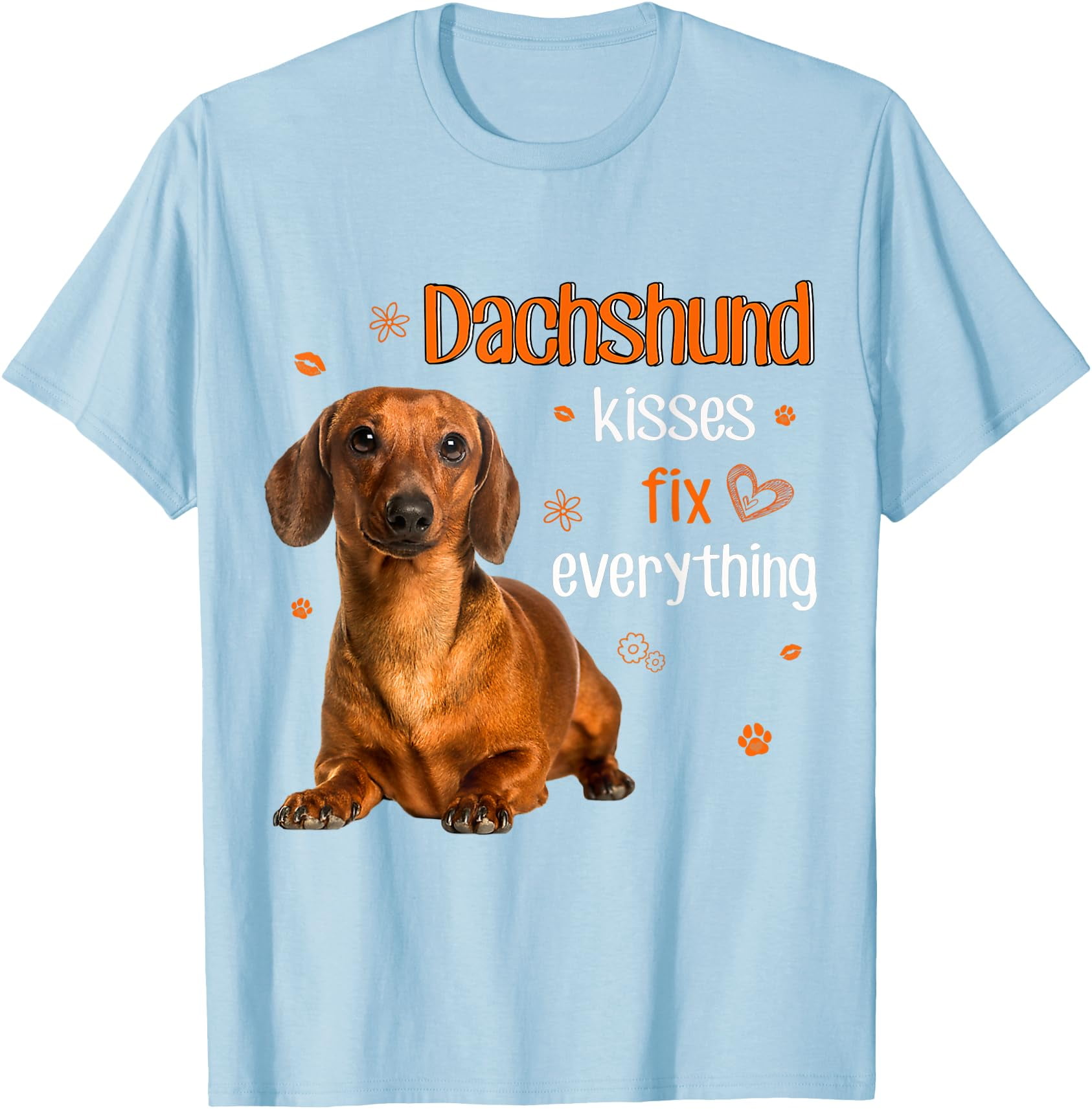 Dachshund Kisses Fix Everything Dog Lover,Light Blue Color,Size YM - Walmart.com