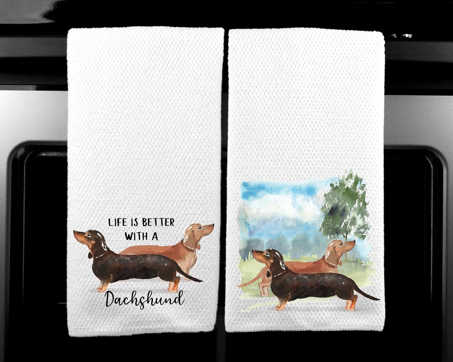 Dachshund Landscape and Watercolor Dog Life is Better Microfiber ...