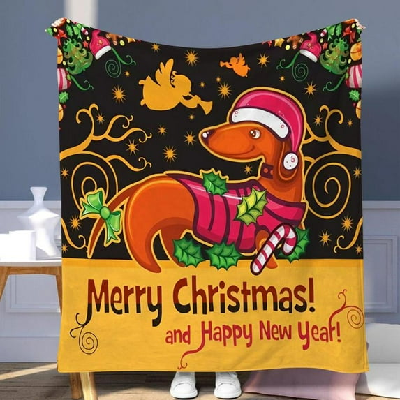 Dachshund Letter Print Slogan Print Blanket, Halloween Decor Cool ...