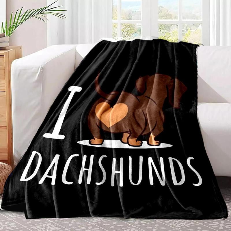 Dachshund Letter Print Slogan Print Blanket, Halloween Decor Cool ...
