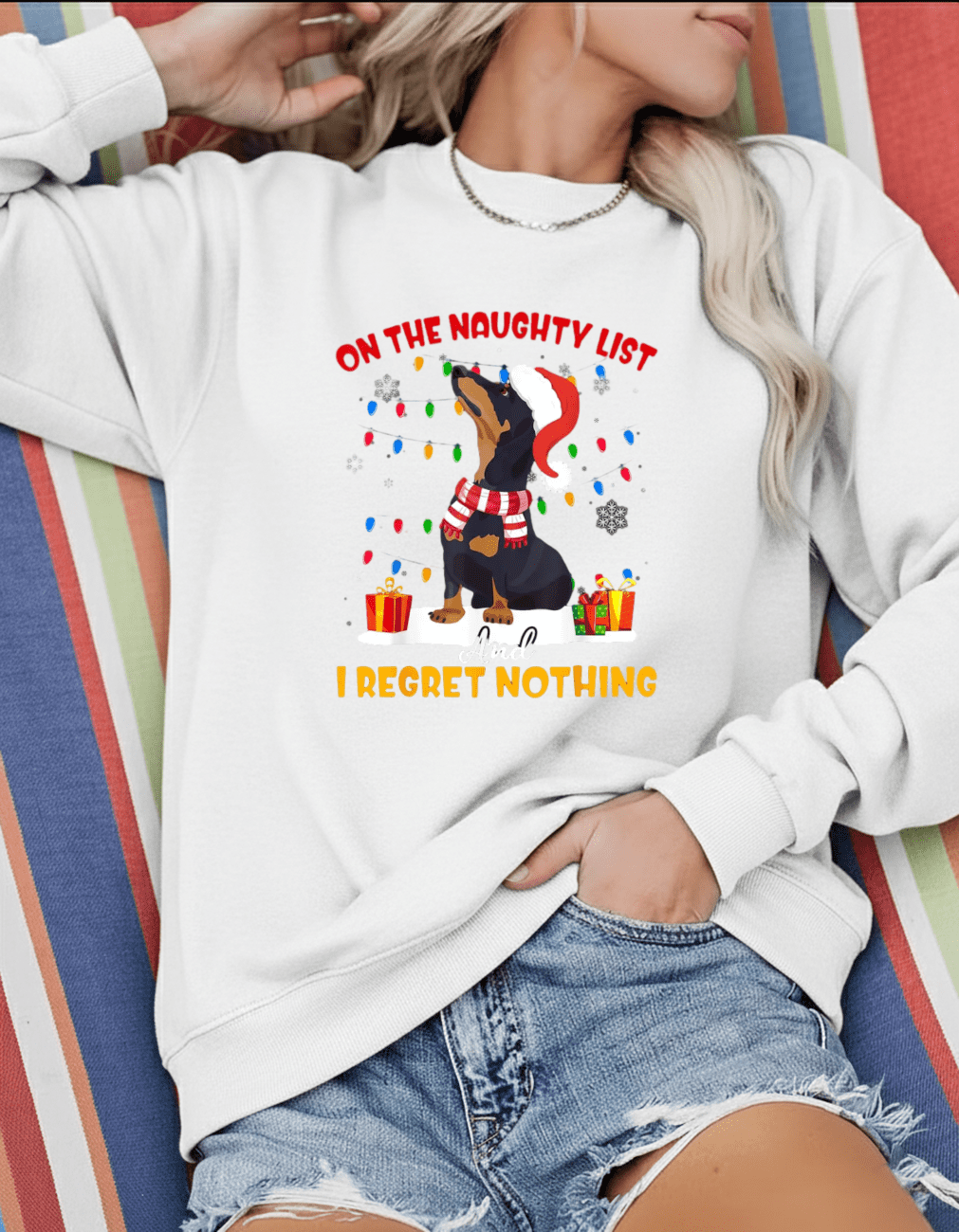 Dachshund On The Naughty List Funny Christmas Dog Lover Sweatshirt, for ...