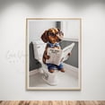 Dachshund On Toilet Art, Funny Dog On Toilet, Bathroom Art For Dog ...