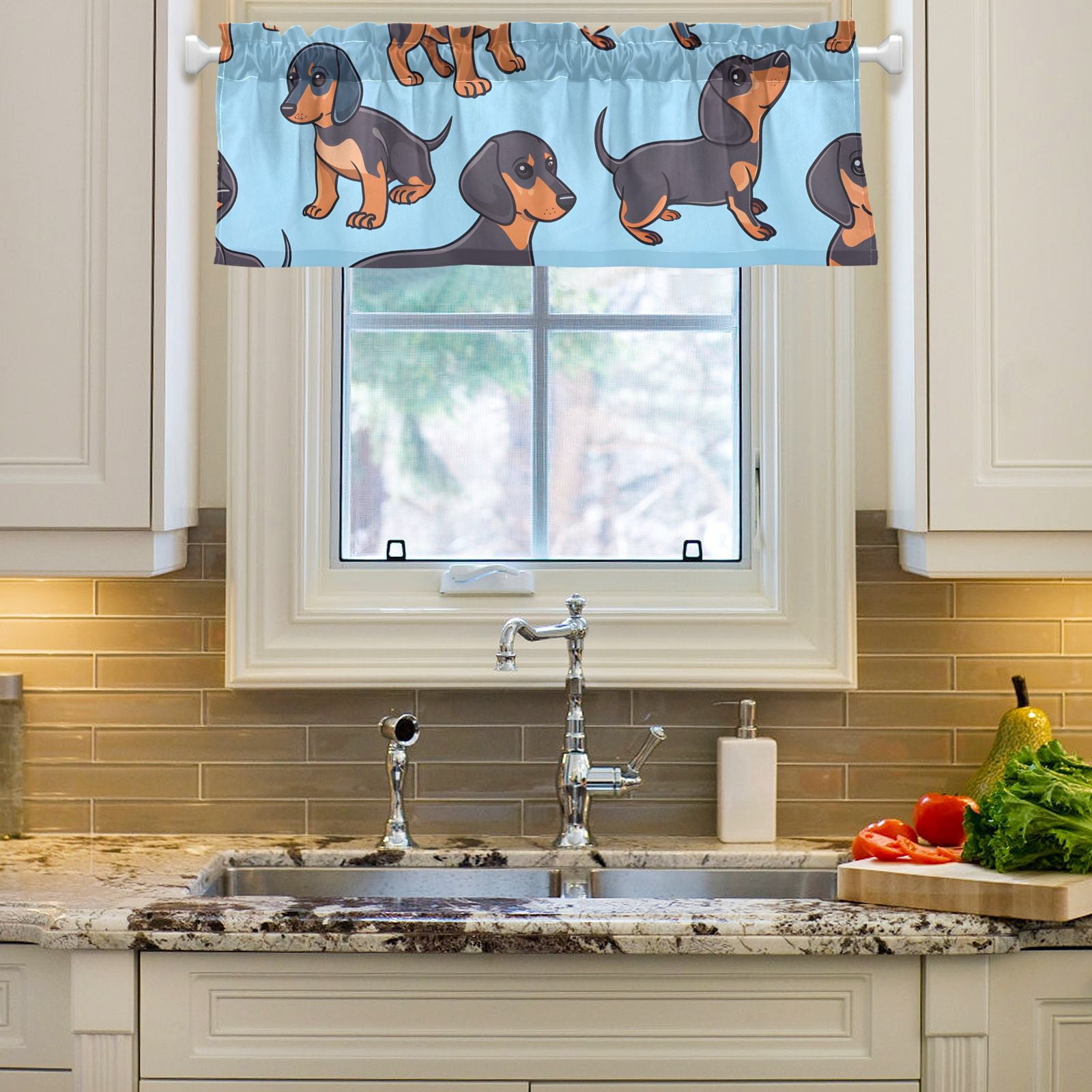 Dachshund Or Dogs Curtain Valances Farmhouse Design Window Treatment ...