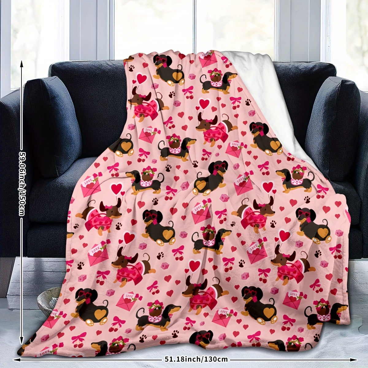 Dachshund Pattern All-Season Outdoor Blanket, Warm Comfortable Digital ...