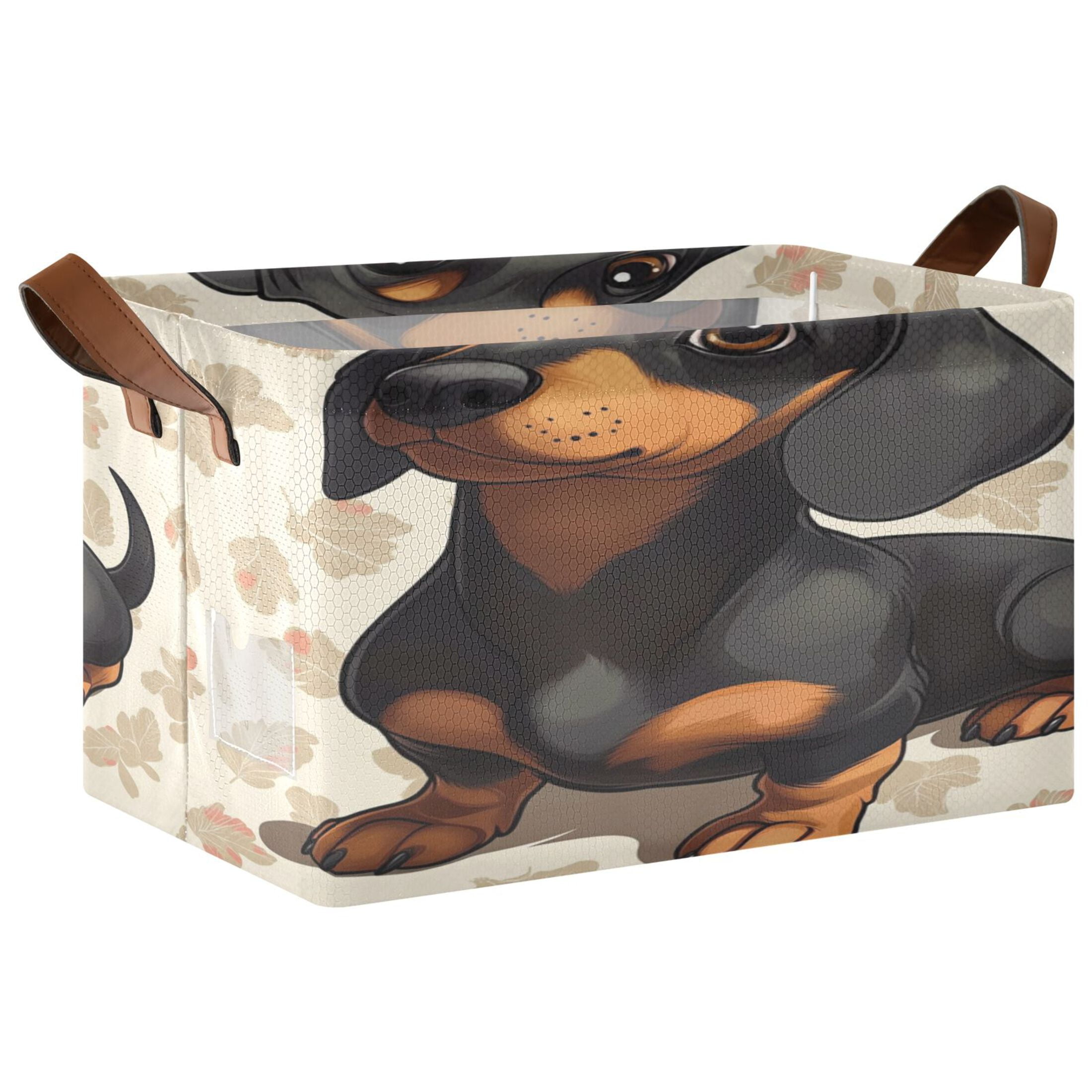 Dachshund Pattern Storage Basket Soccer Plaid Fabric Hoard Box ...