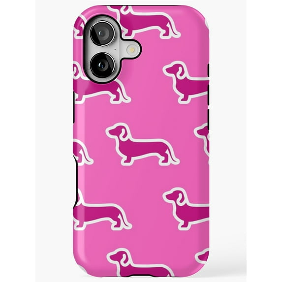 Dachshund Pattern in Pink Phone Case for iPhone 17 16 15 14 13 12 11 ...