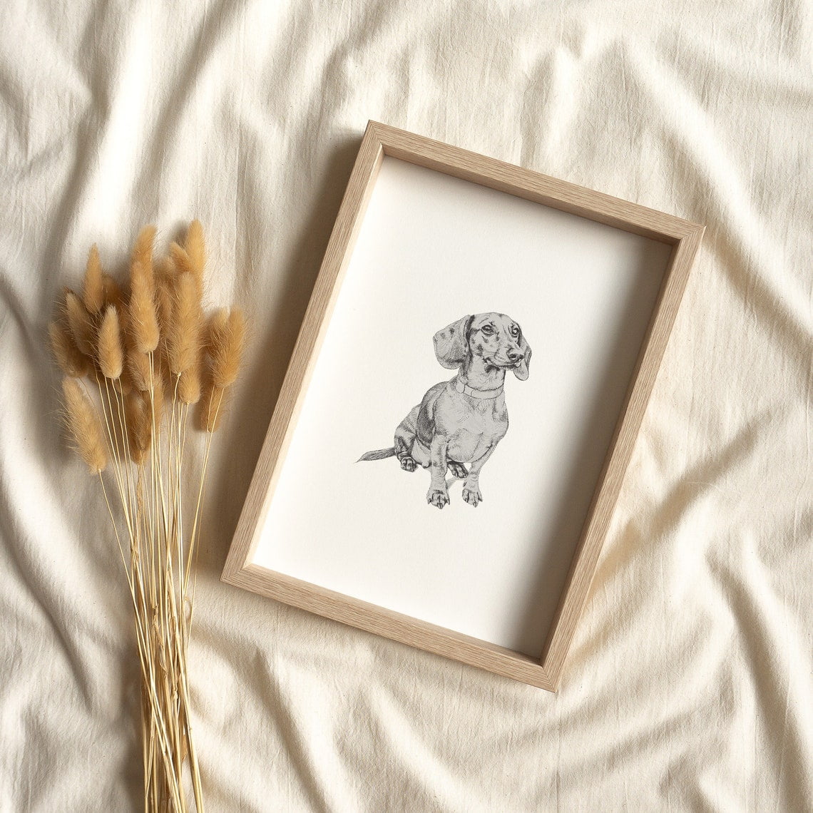 Dachshund Pencil Drawing Art Poster: Dog Lover Home Decor Poster Wall ...