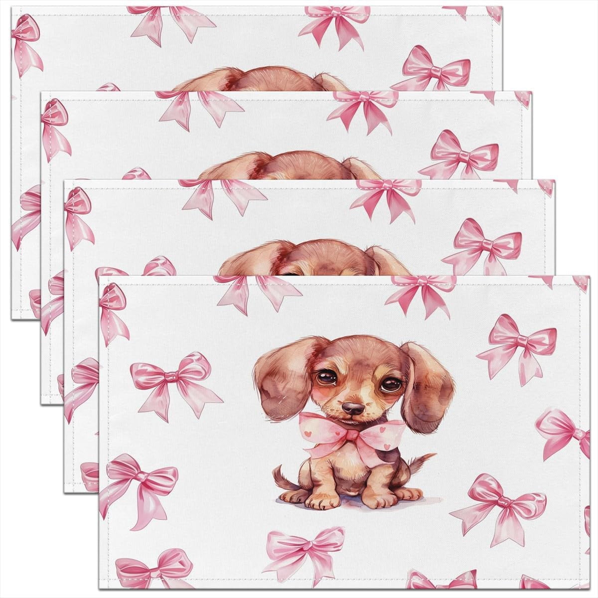 Dachshund Place Mat 12x18 Dreamy Princess Bow Animal Placemats Pink ...
