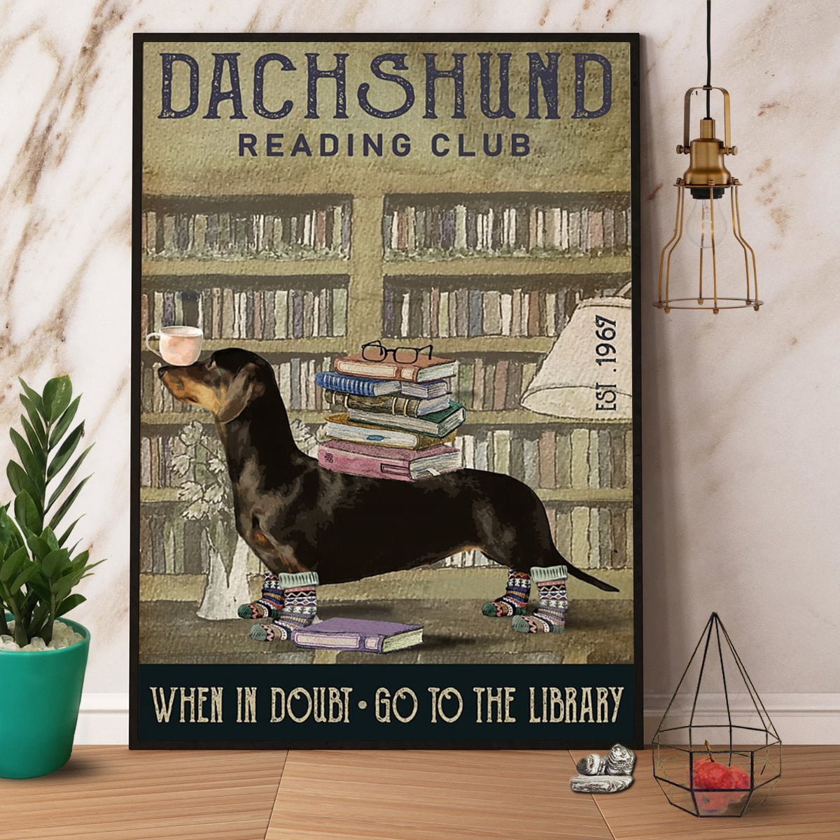 Dachshund Reading Club Paper Poster No Frame Matte Wall Art Decor 11 x ...