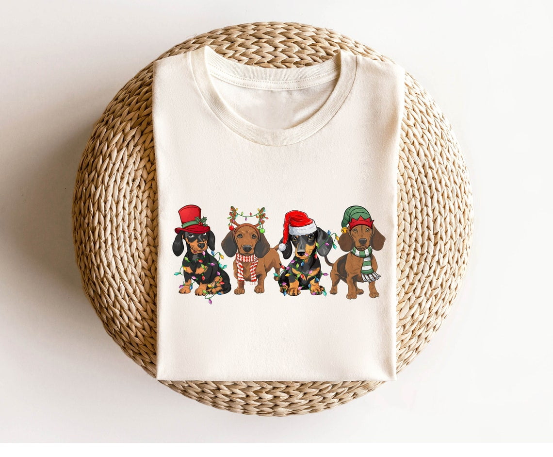 Dachshund Season T-Shirt, Dogs In Lights Graphic Tee, Shirt For Dog ...