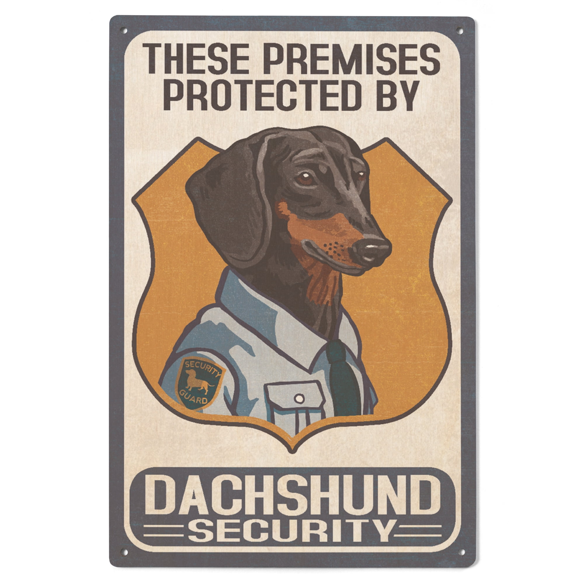 Dachshund Security Black and Tan, Dog Sign Birch Wood Wall Sign (6x9 ...