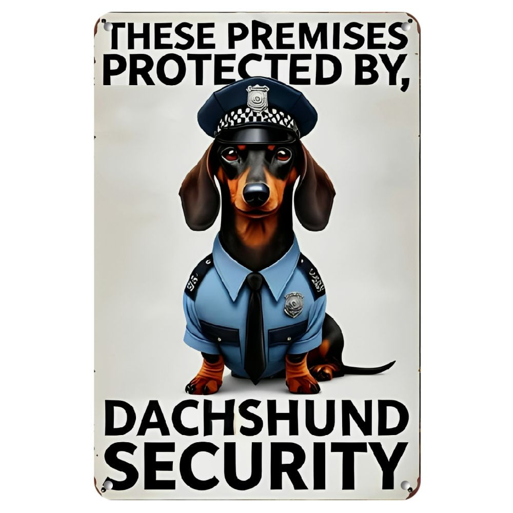 "Dachshund Security" Vertical Sign - 8x12 inch Metal Wall Art for Home ...