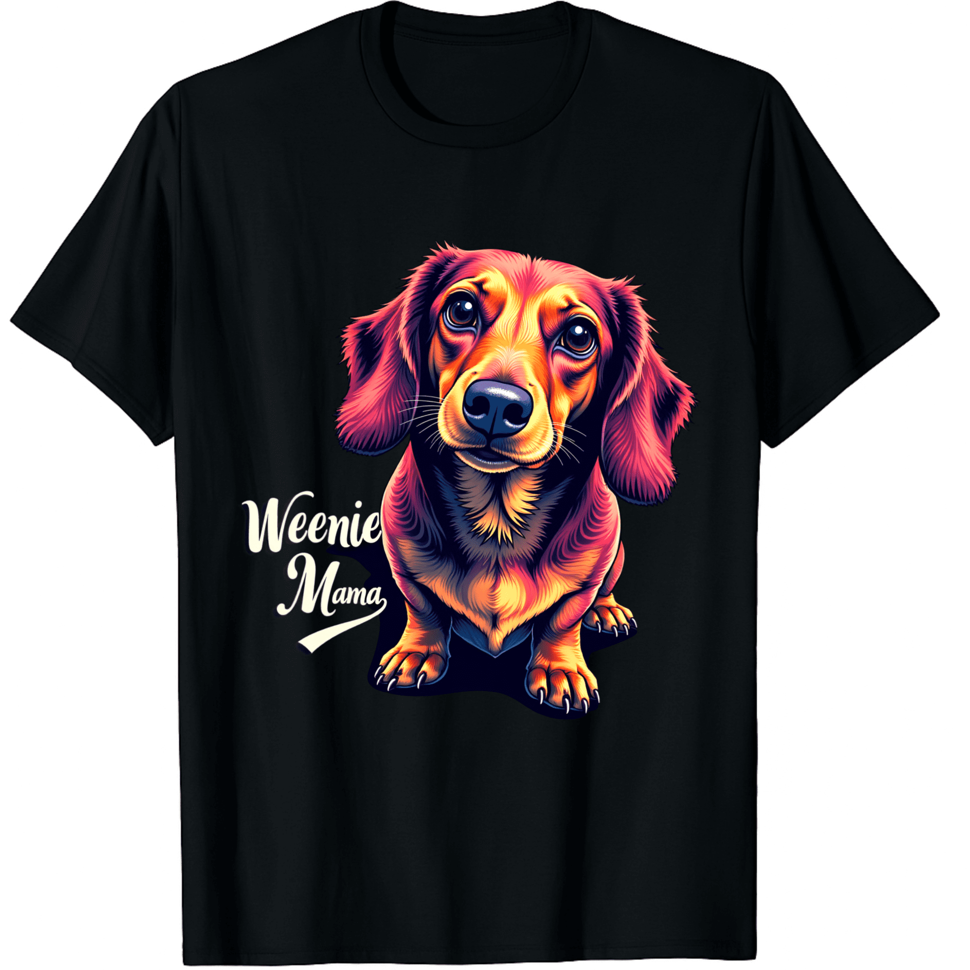 Dachshund-Shirt Weenie Mama Weiner Dog Mom Graphic Crew Neck Short ...