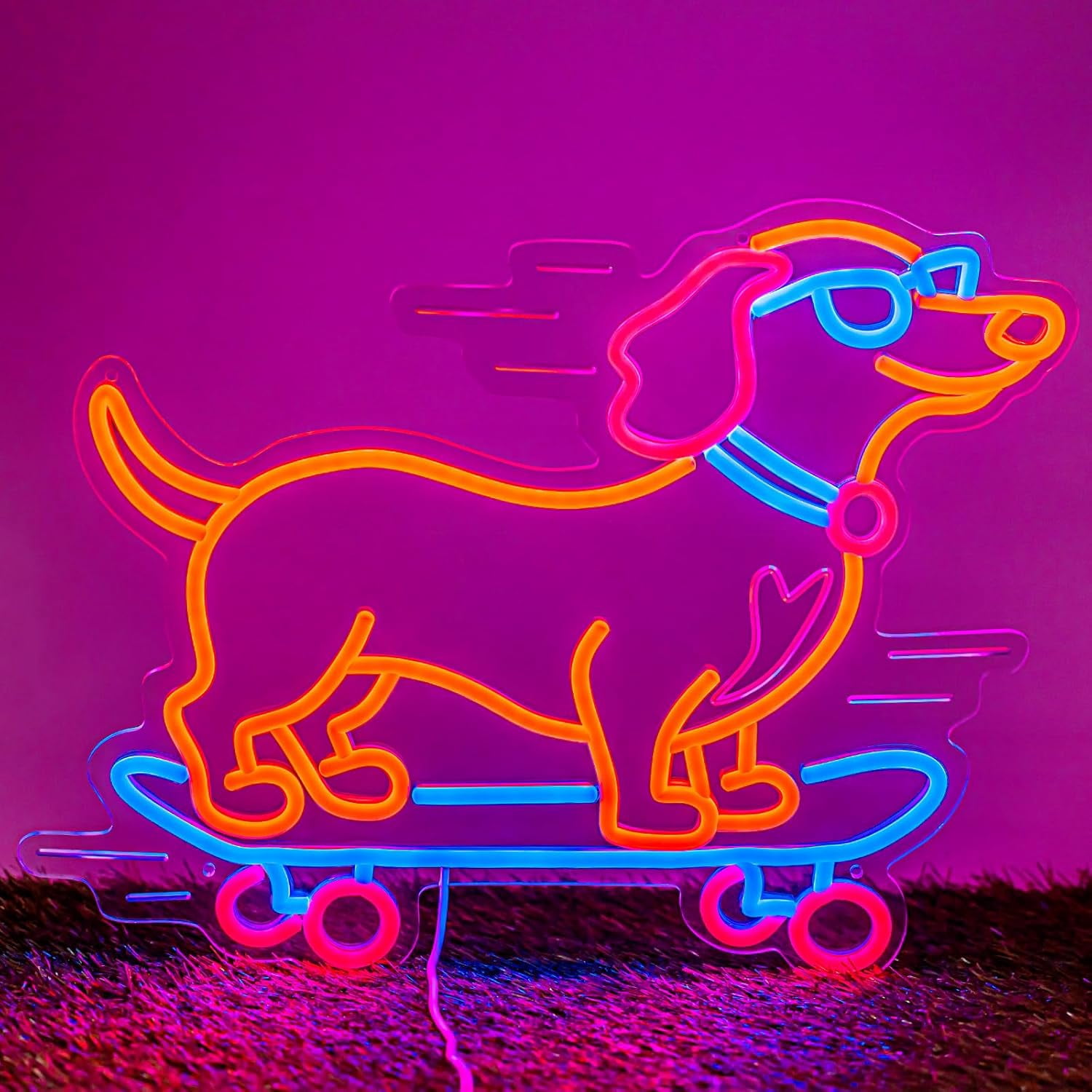Dachshund Skateboarding Neon Sign, Skateboard Neon Signs for Wall Decor ...