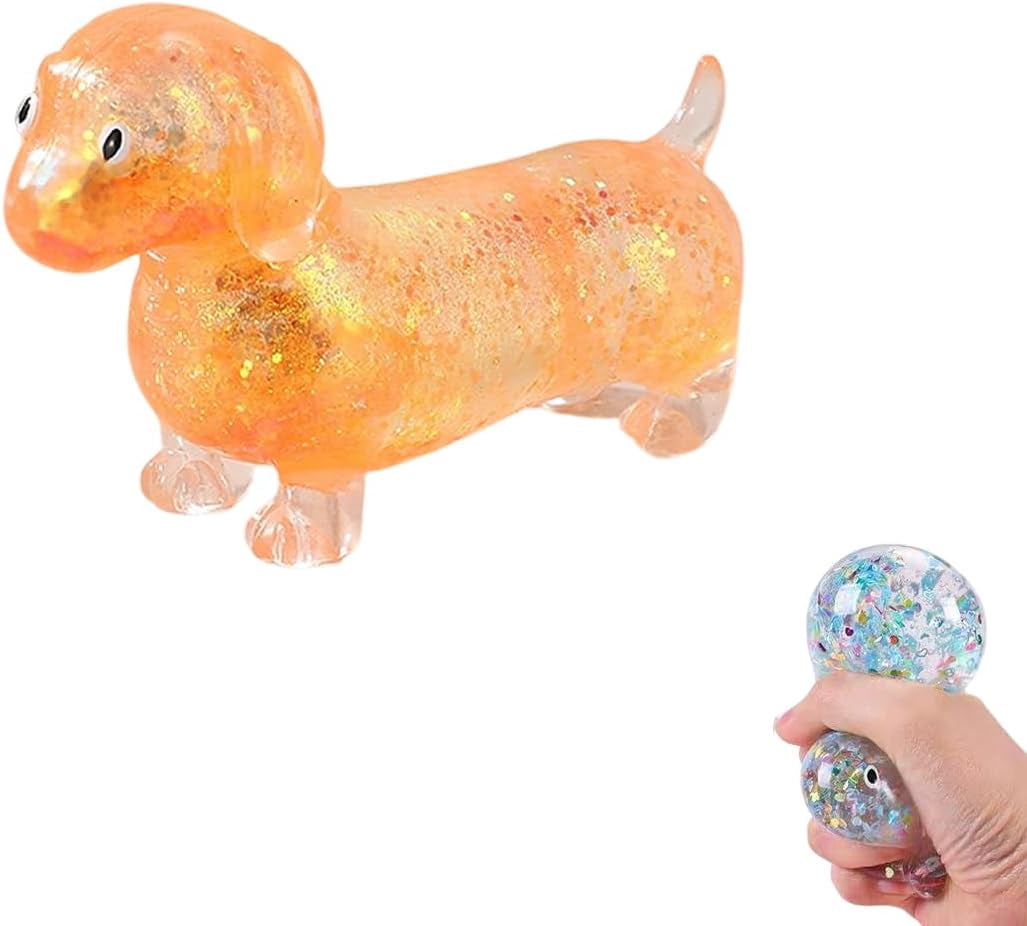 Dachshund Squishy, Squishy Weiner Dog, 4.3in Sparkly Cute Mini Rainbow ...