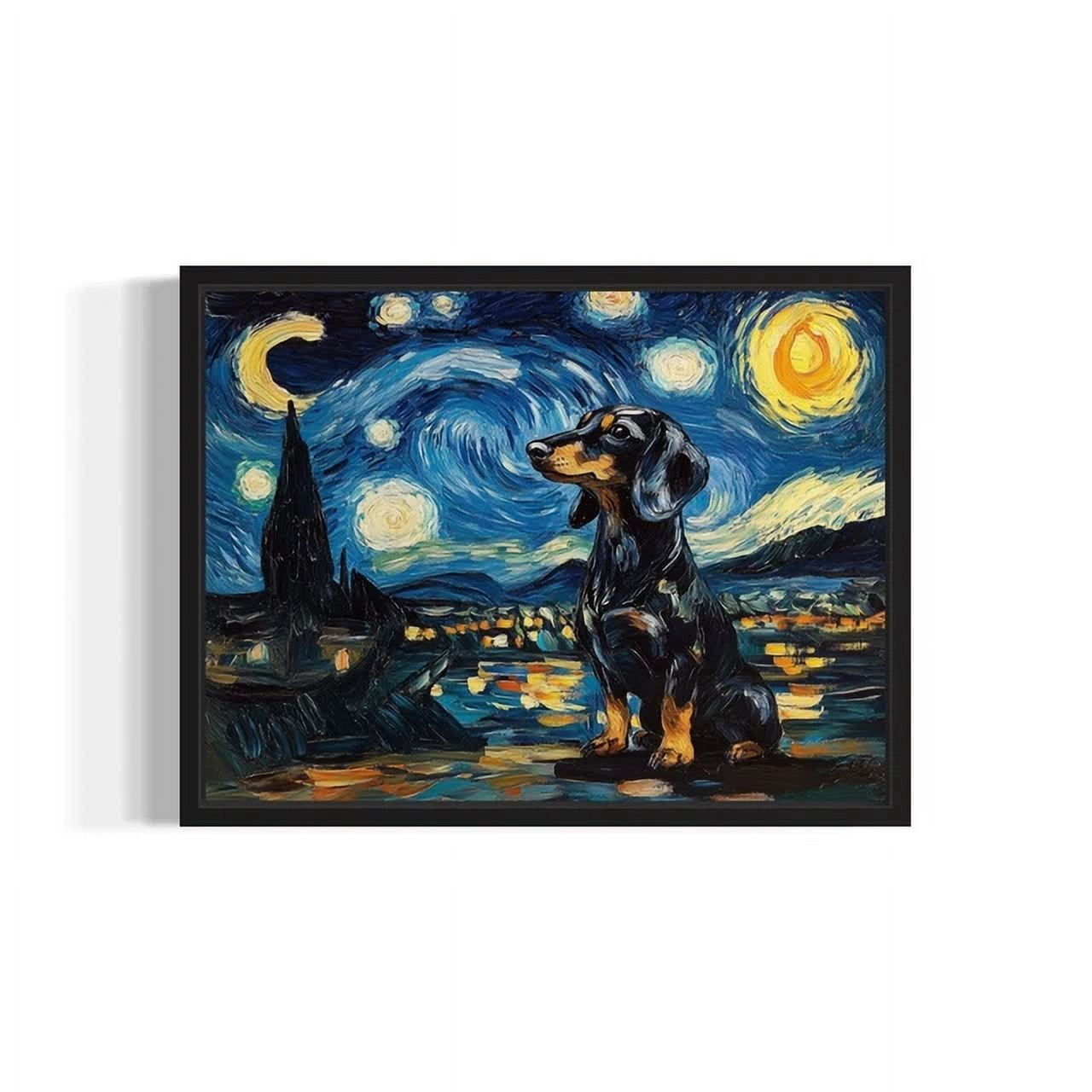 Dachshund Starry Night Van Gogh Inspired Art Print Wall Art Painting ...