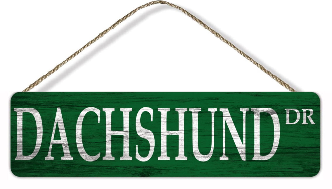 Dachshund Street Signs Wooden Hanging Sign Plaque With Rope Wall Decor ...