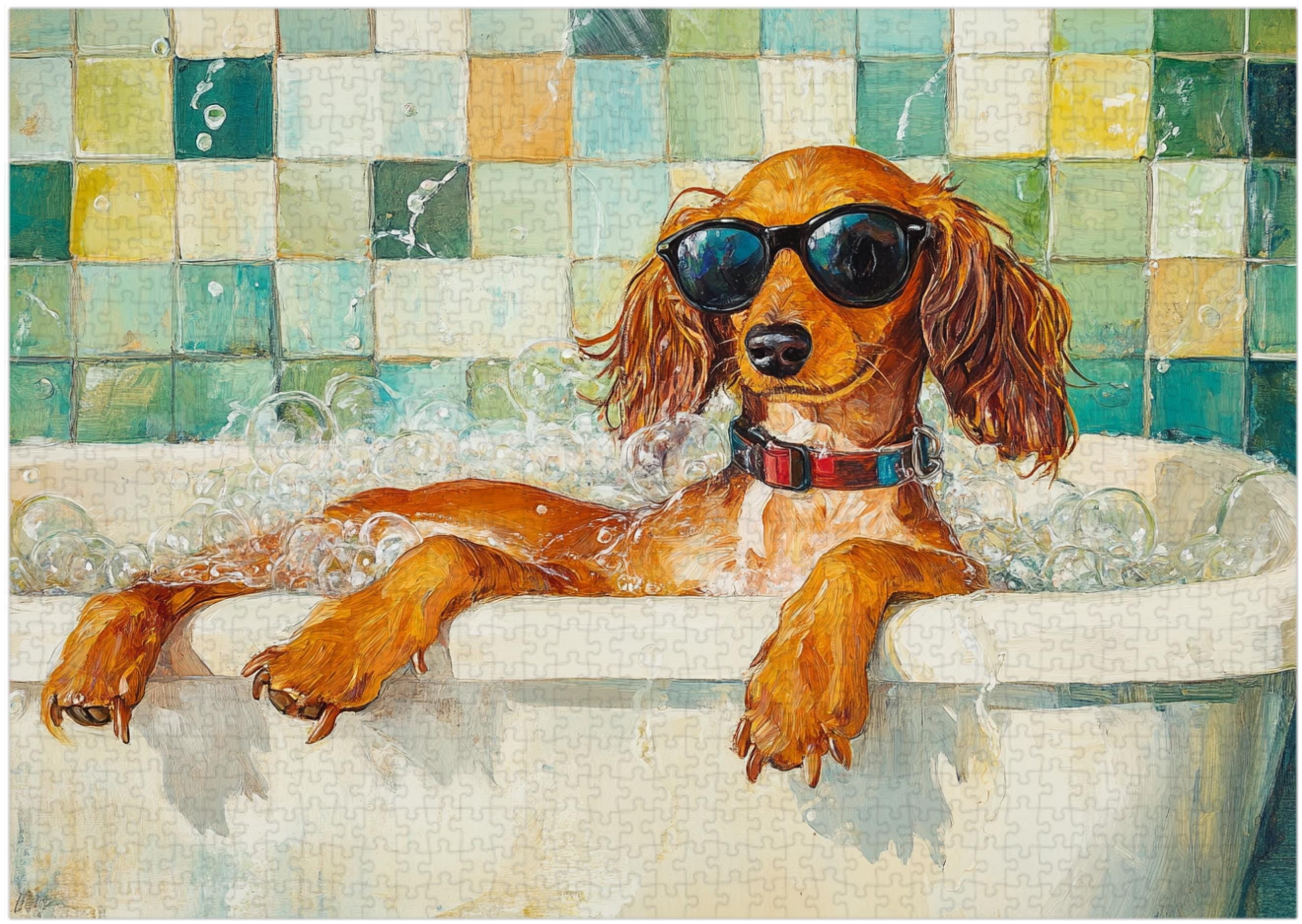 Dachshund Taking Bubble Bath Jigsaw Puzzle 1000 Pieces for Adults ...