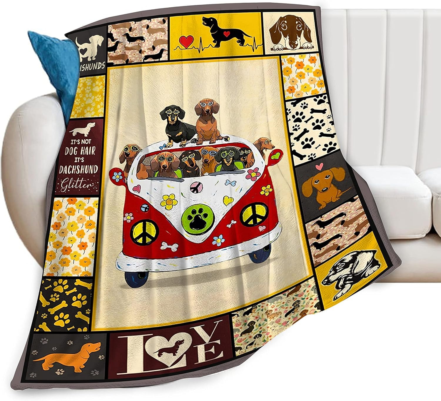 Dachshund Throw Blanket Ultra Soft Cozy Plush Weiner Sausage Dog ...