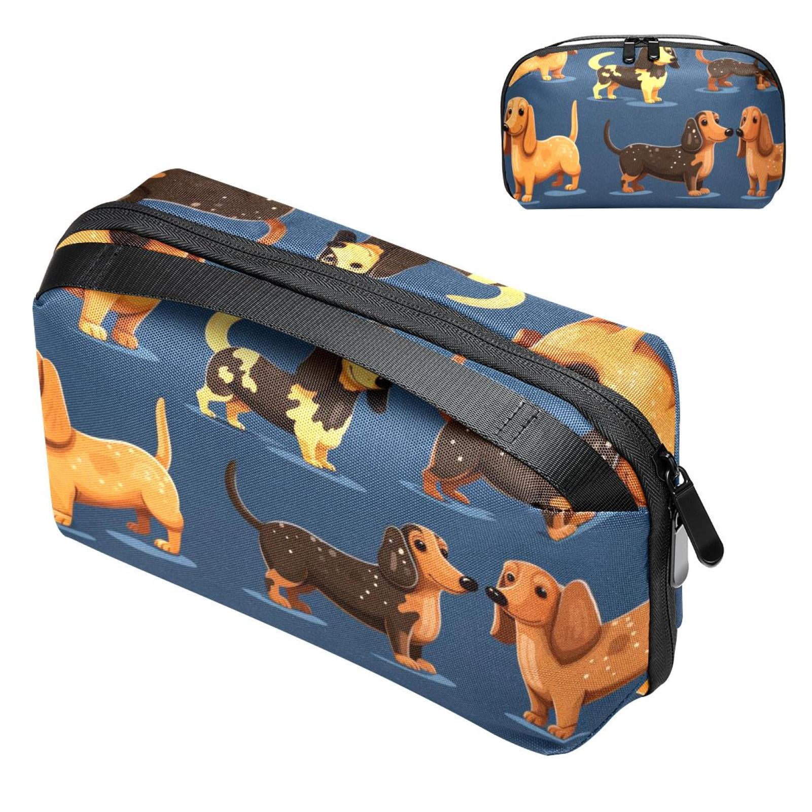 Dachshund Travel Case USB Organizer Leather Cord Organizer Cable Clips ...