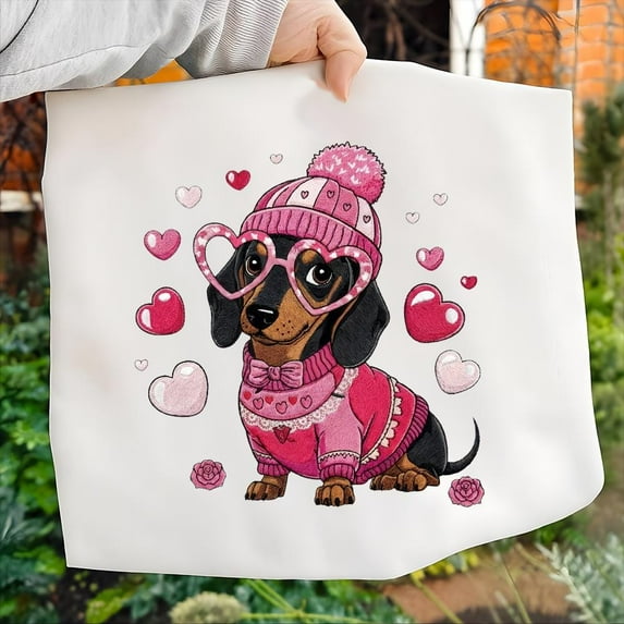 Dachshund Valentine Embroidery, Dachshund Dog Valentine's Day, Dog Mom ...