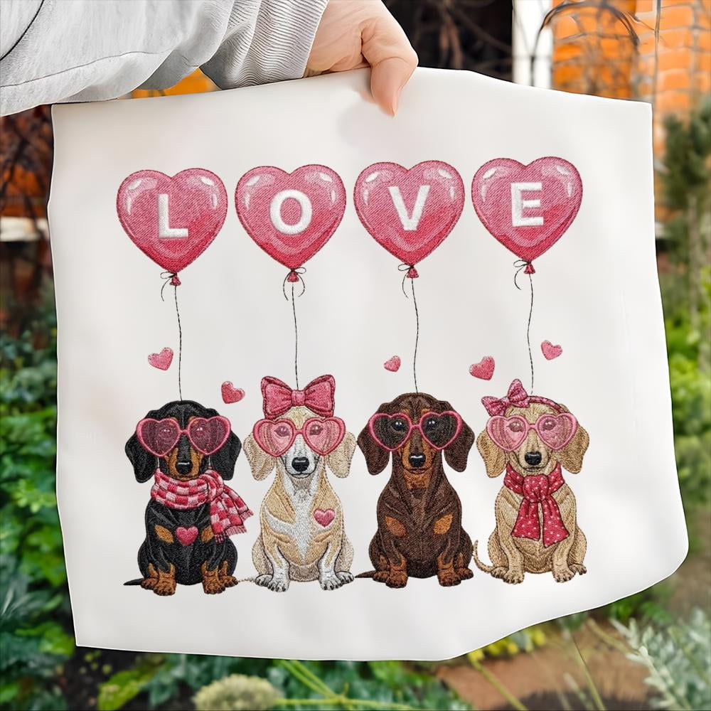 Dachshund Valentine Embroidery, Dachshund Dog Valentine's Day, Dog Mom ...