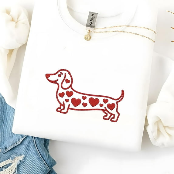 Dachshund Valentine Embroidery Design, Wiener Dog Heart Pattern ...