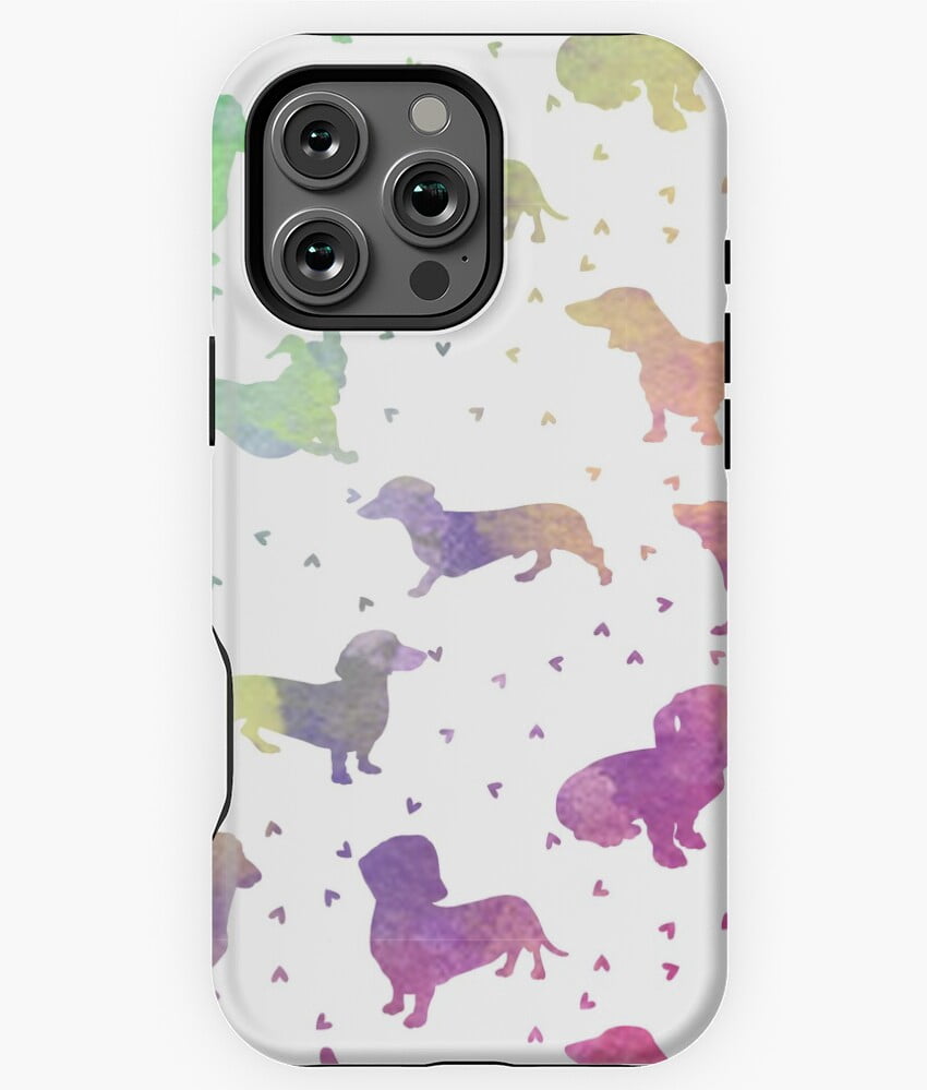 Dachshund Watercolor Funny Dog Art Phone Case for iPhone 16 15 14 13 12 ...