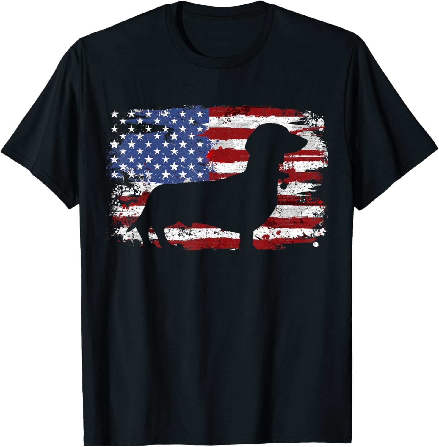 Dachshund Weiner Vintage American Flag T-Shirt men and women can wear ...