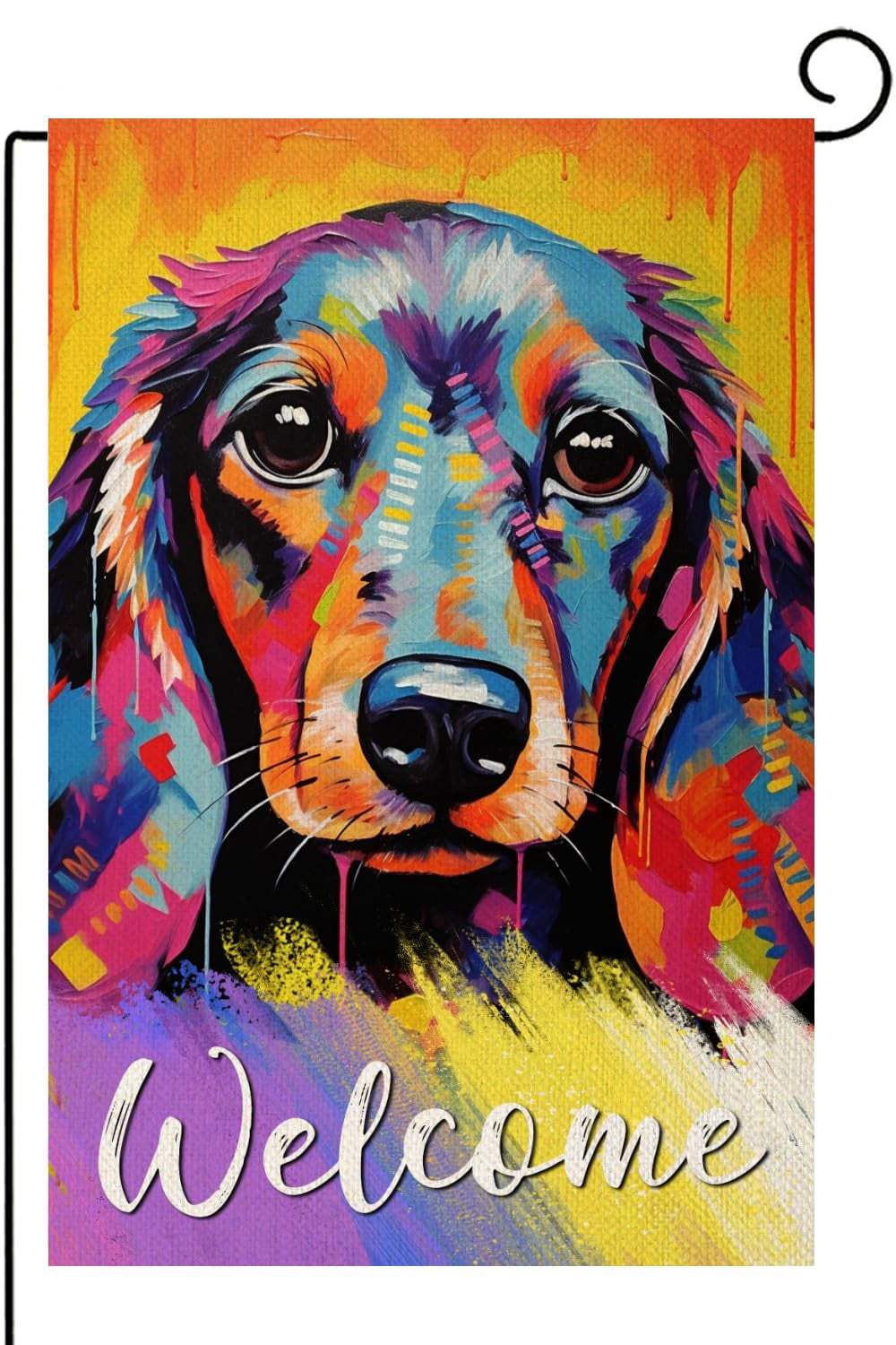Dachshund Welcome Garden Flag Dogs Paw Prints Spring Yard Flag Pet ...