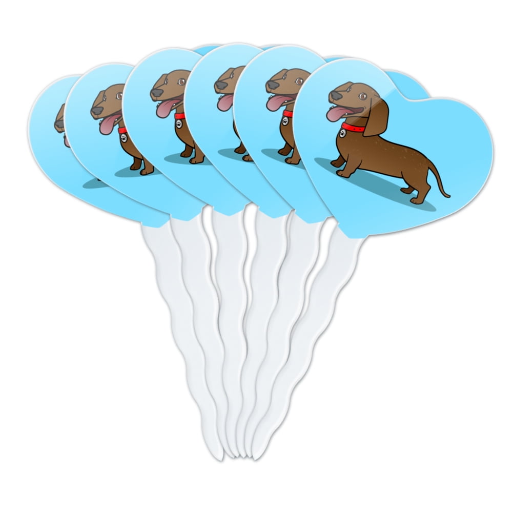 Dachshund Wiener Dog Cartoon Heart Love Cupcake Picks Toppers ...
