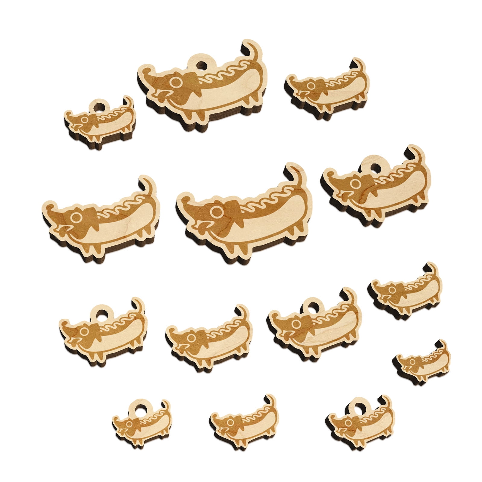Dachshund Wiener Dog Hotdog Wood Mini Charms Shapes DIY Craft Jewelry ...