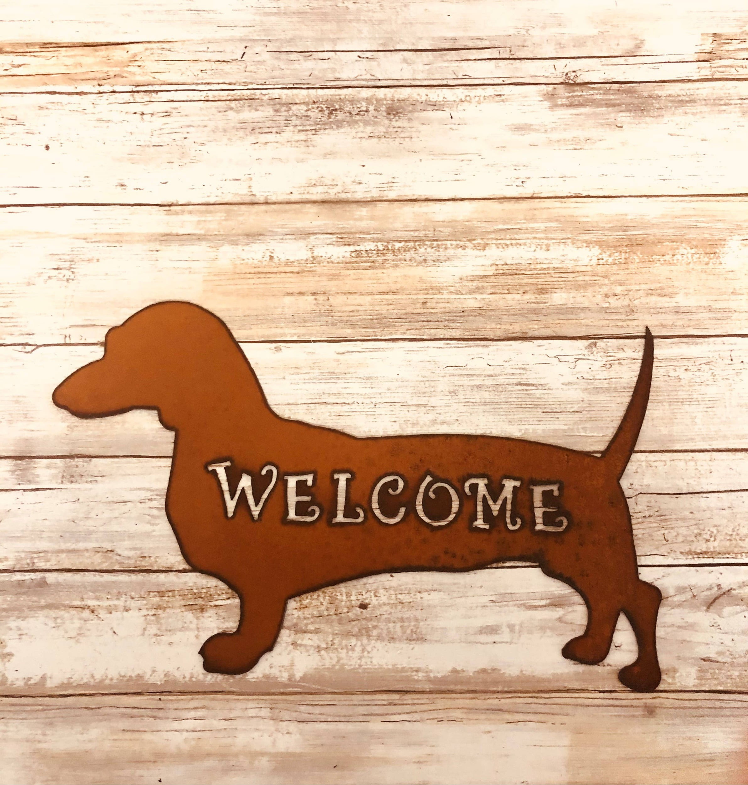 Dachshund Wiener Image Welcome Dog Rustic Metal Sign - Walmart.com