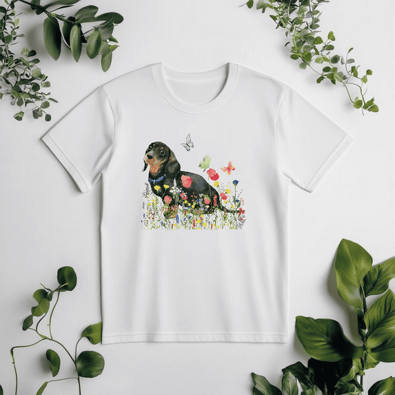 Dachshund With Butterflies And Flowers Cute Pet Lover Spring Art Unisex ...
