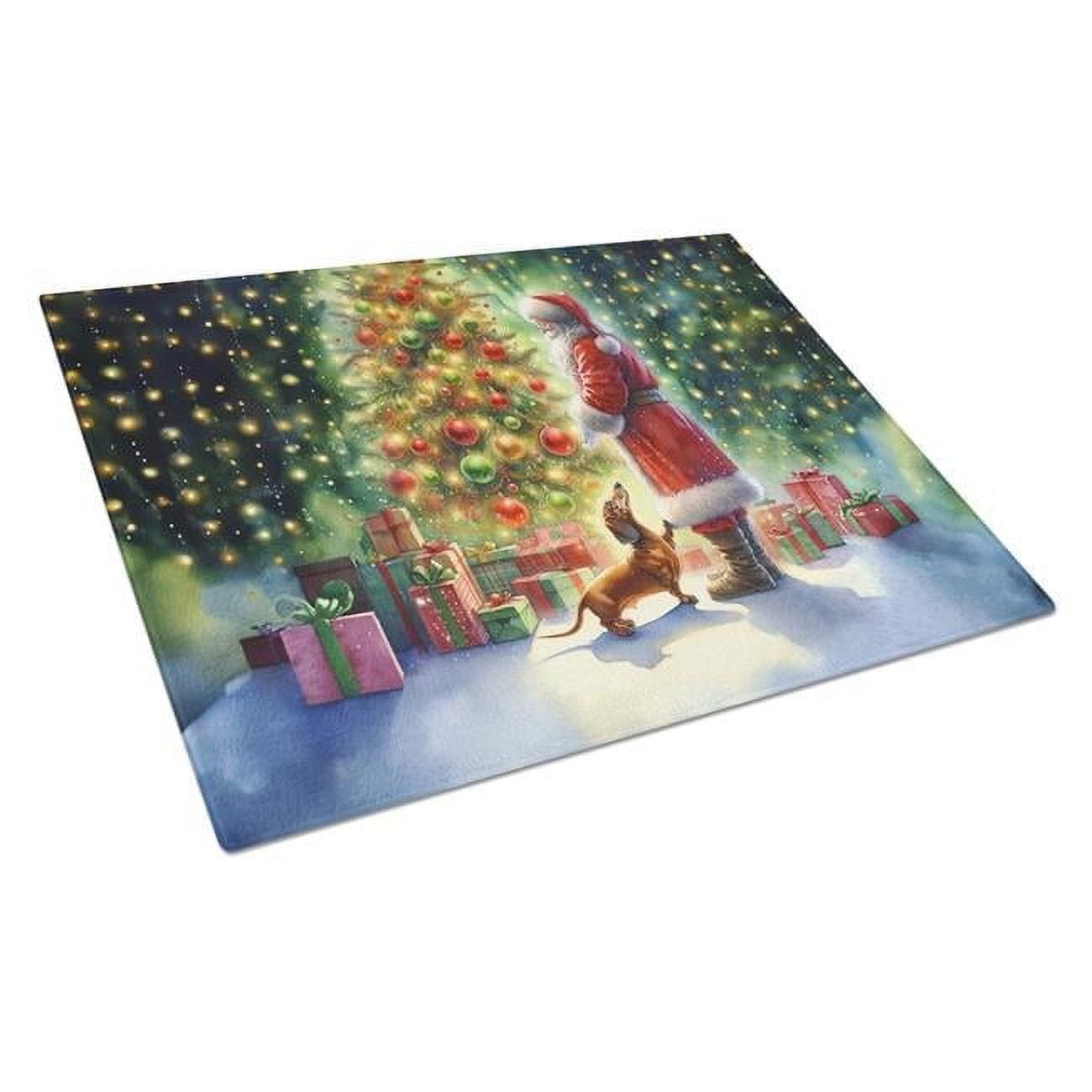 Dachshund and Santa Claus Glass Cutting Board 12 in x 15 in - Walmart.com