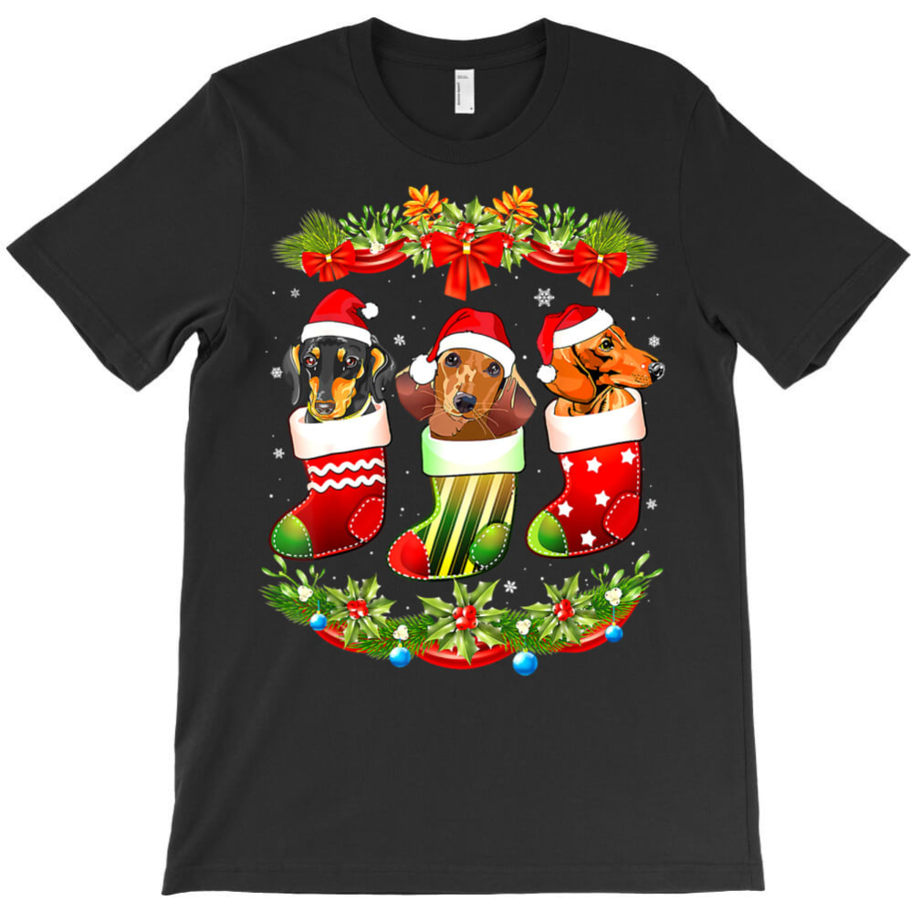 Dachshunds Christmas In Stockings Funny Dachshund Xmas Ornaments ...