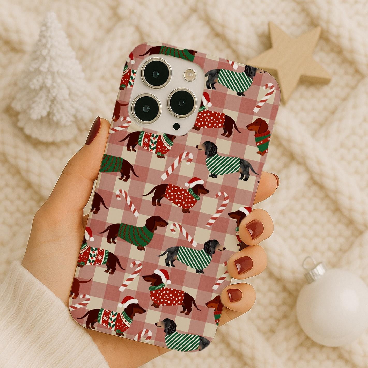 Dachshunds Christmas Phone Case Funny Holiday Gift iPhone 17 to 11 Pro ...