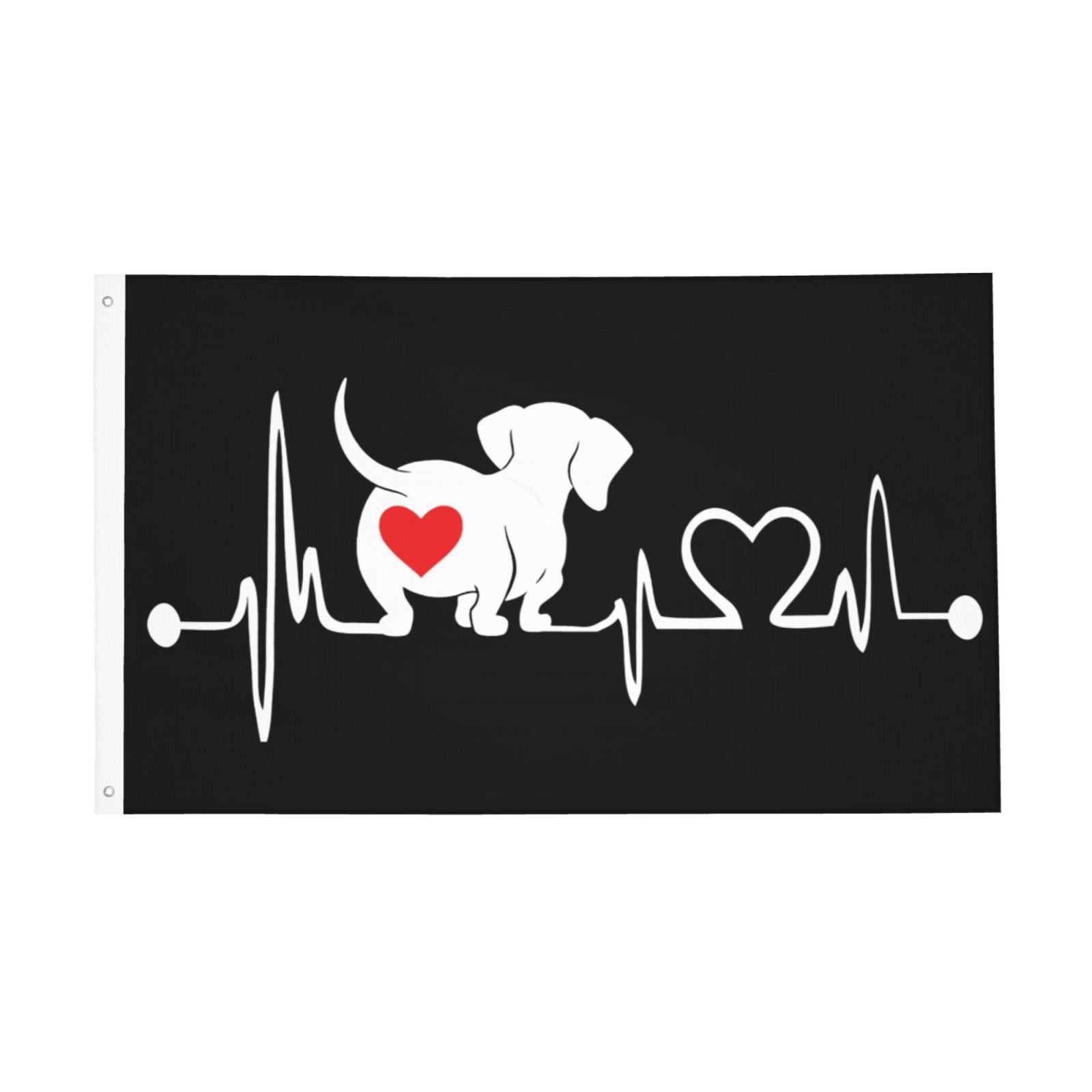 Dachshunds Heart Beating Dog Love Flag 3x5 Ft Outdoor Indoor With ...